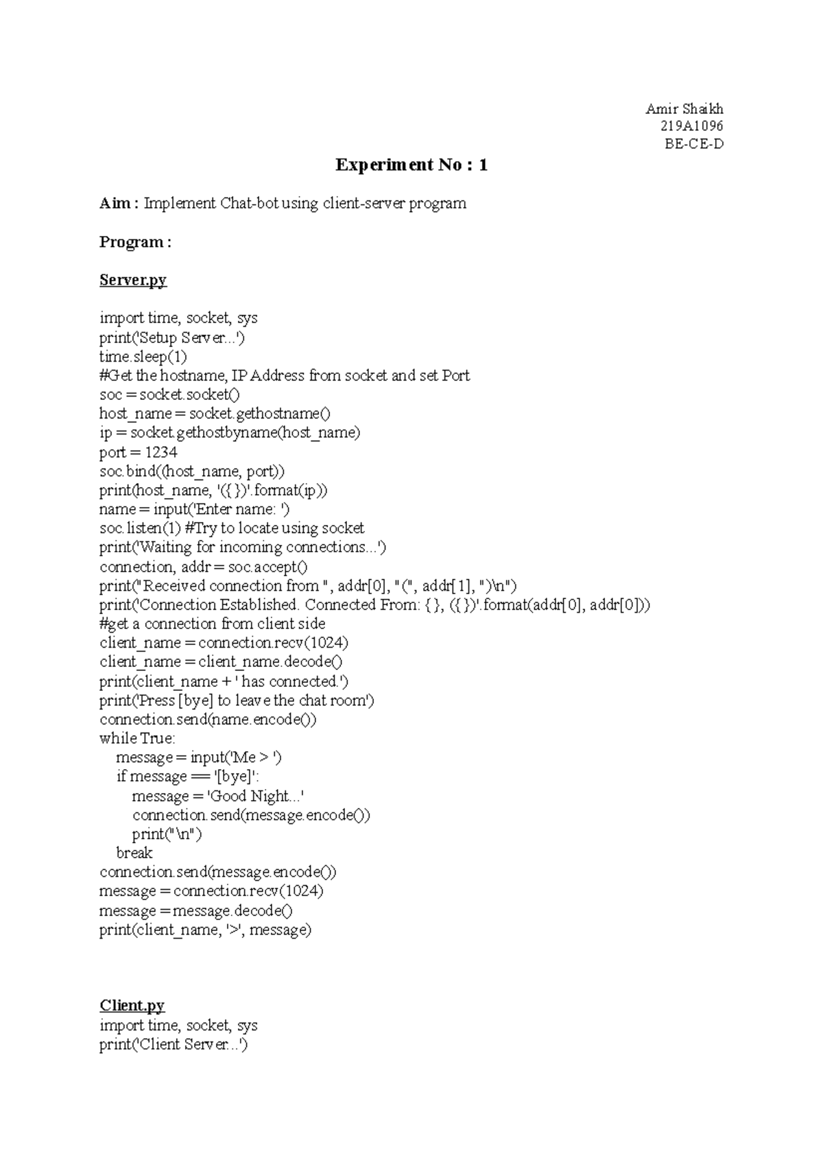 DC EXPERIMENT don't know what it does - Amir Shaikh 219A BE-CE-D Experiment No : 1 Aim ...