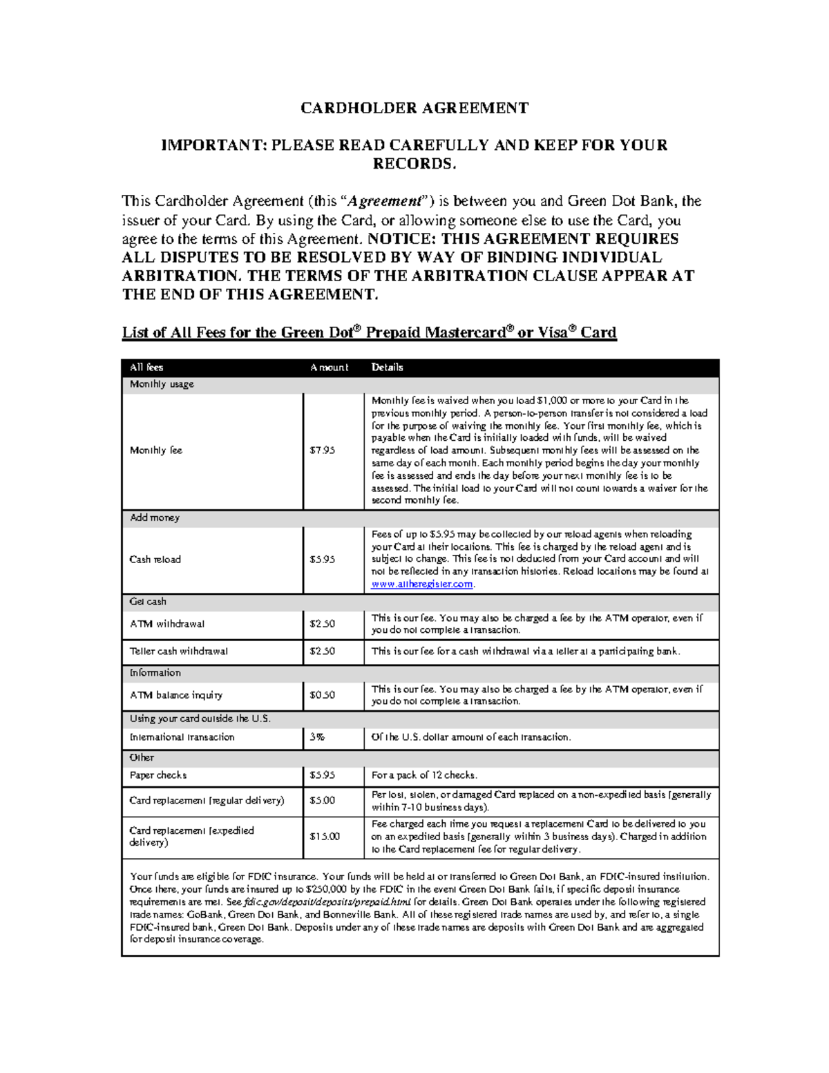 Gdbankcardholderagreementtaxhawk - CARDHOLDER AGREEMENT IMPORTANT ...