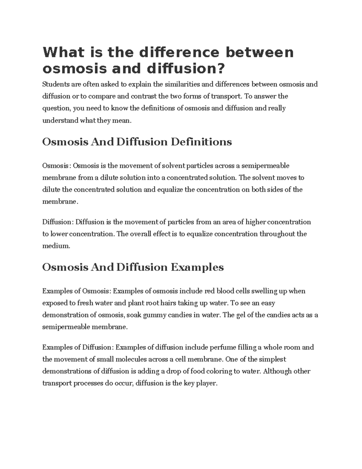 Osmosis and diffusion - BY MANOJ SIR - What is the difference between ...