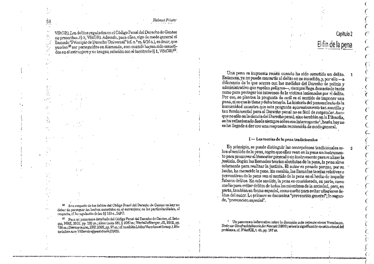 Frister - teorias de la pena Impreso - 58 Helmut Frister VStGB). Los ...