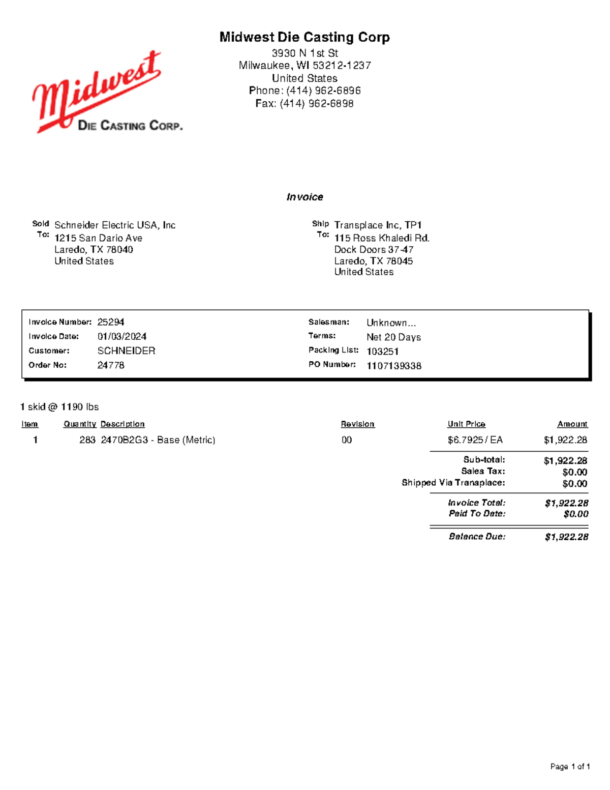 Invoice Report As One (1)-páginas-1 - Midwest Die Casting Corp 3930 N ...