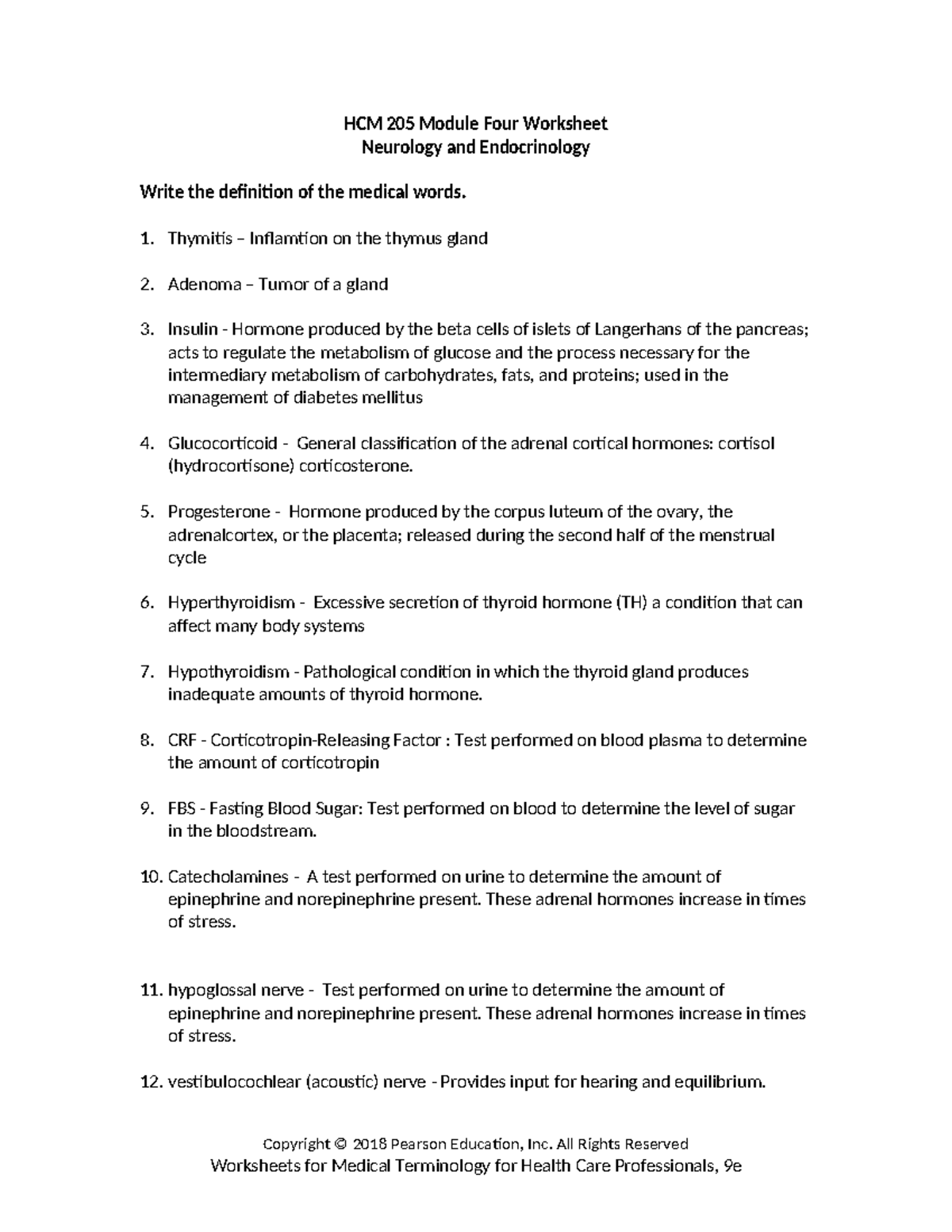 Medical Terminology - Module Four Worksheet - HCM 205 Module Four ...