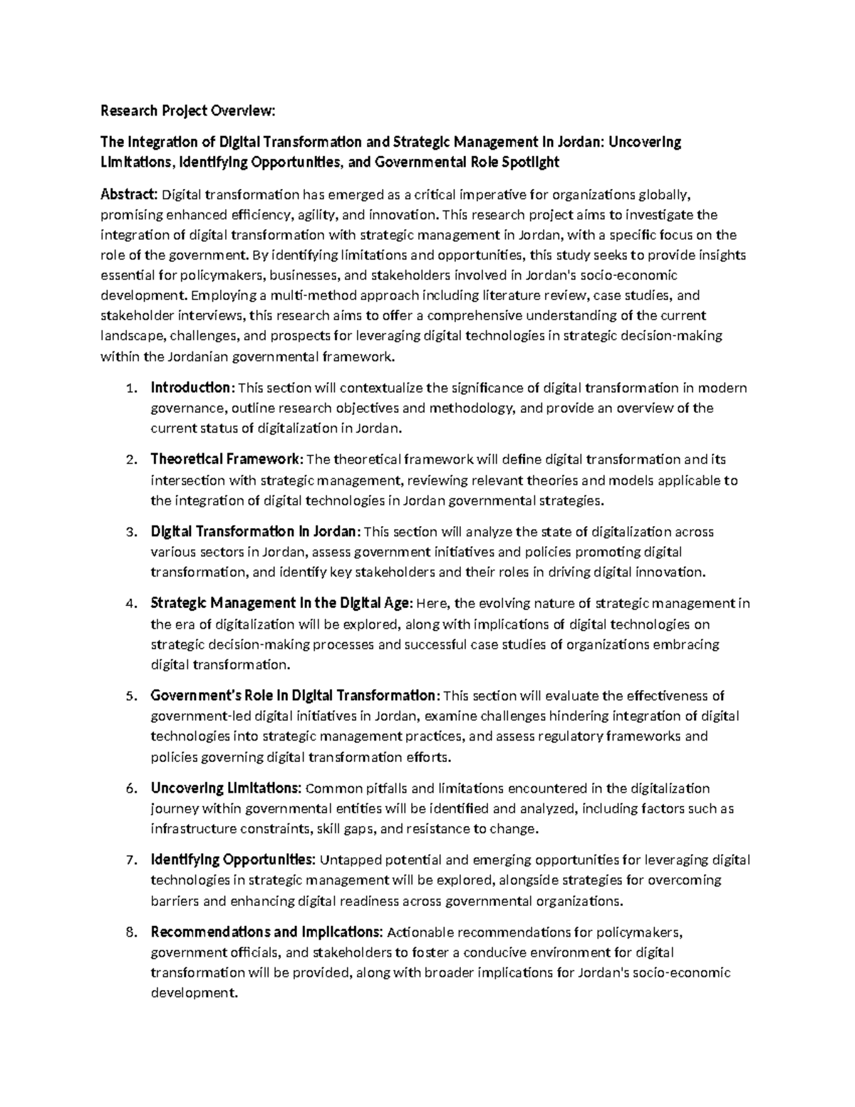 Research Project Overview - This research project aims to investigate ...