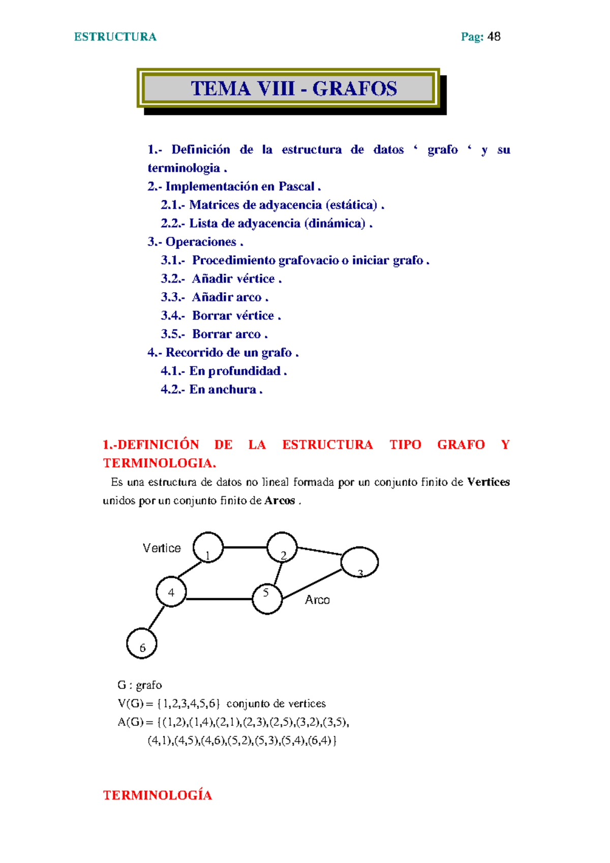 Estructuras de Datos: apuntes de Grafos en Pascal - URJC - Studocu