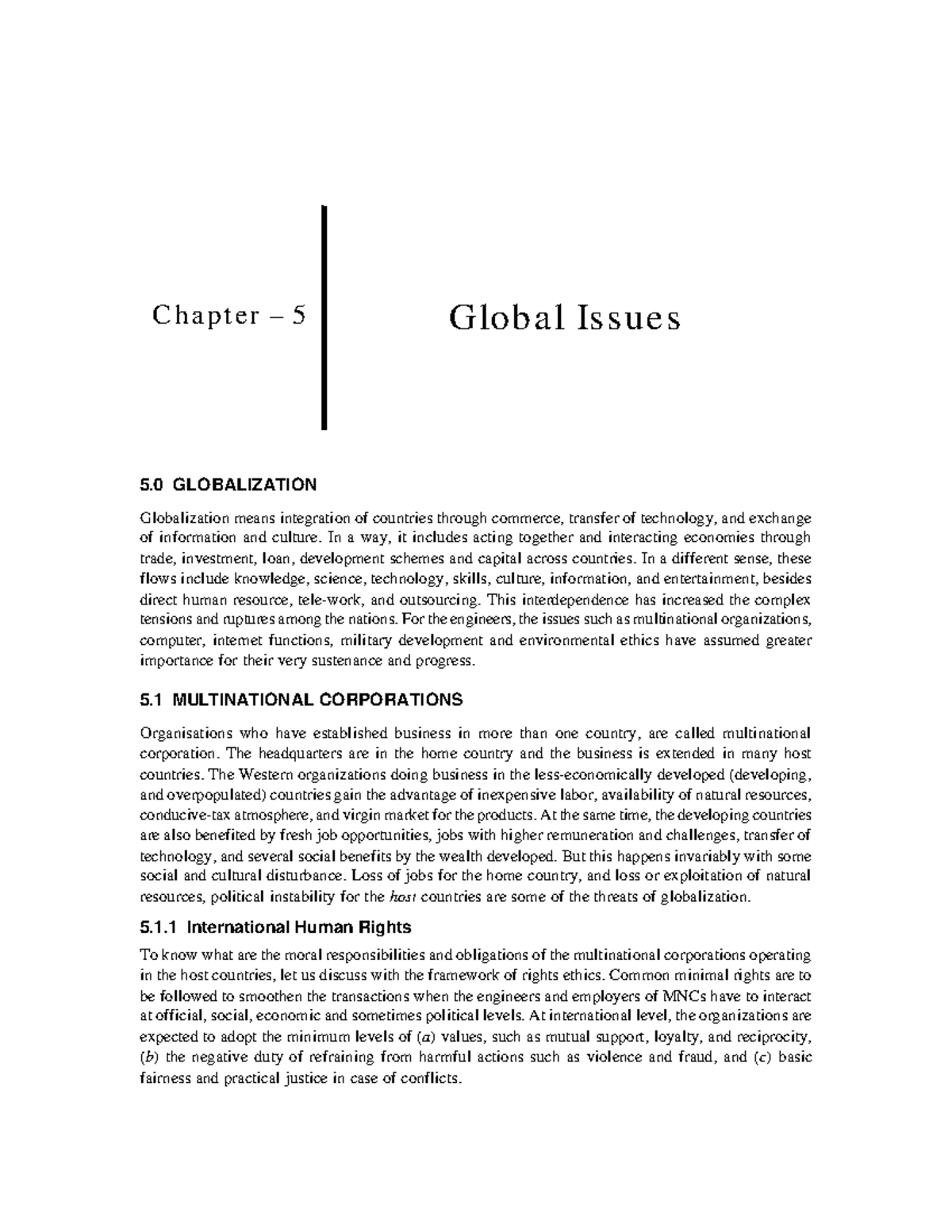 UNIT-5 PEE - Evolution of Human Values - Chapter – 5 Global Issues 5 ...