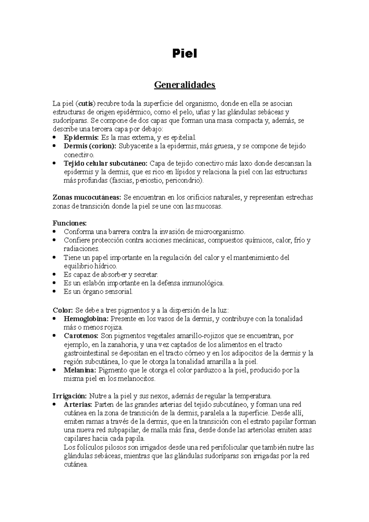 Piel histologia - Piel Generalidades La piel (cutis) recubre toda la ...