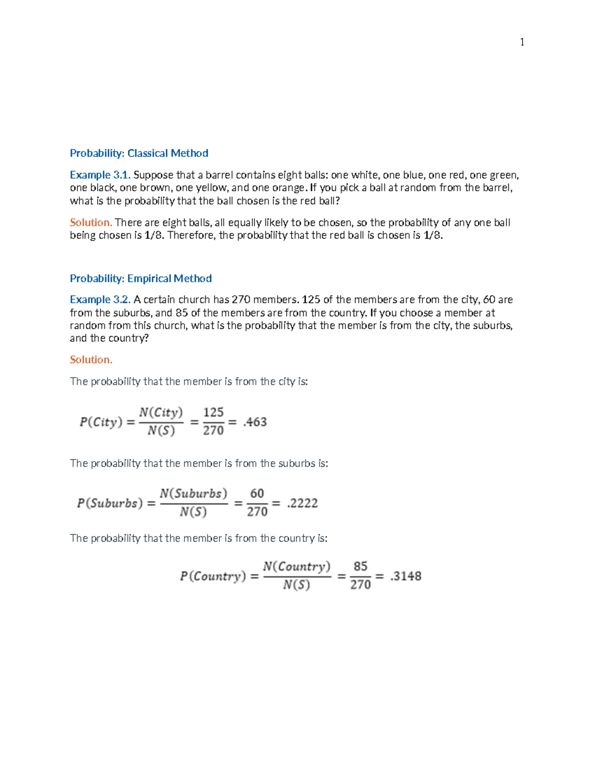Statistics.Problem Sets - Probability: Classical Method Example 3 ...