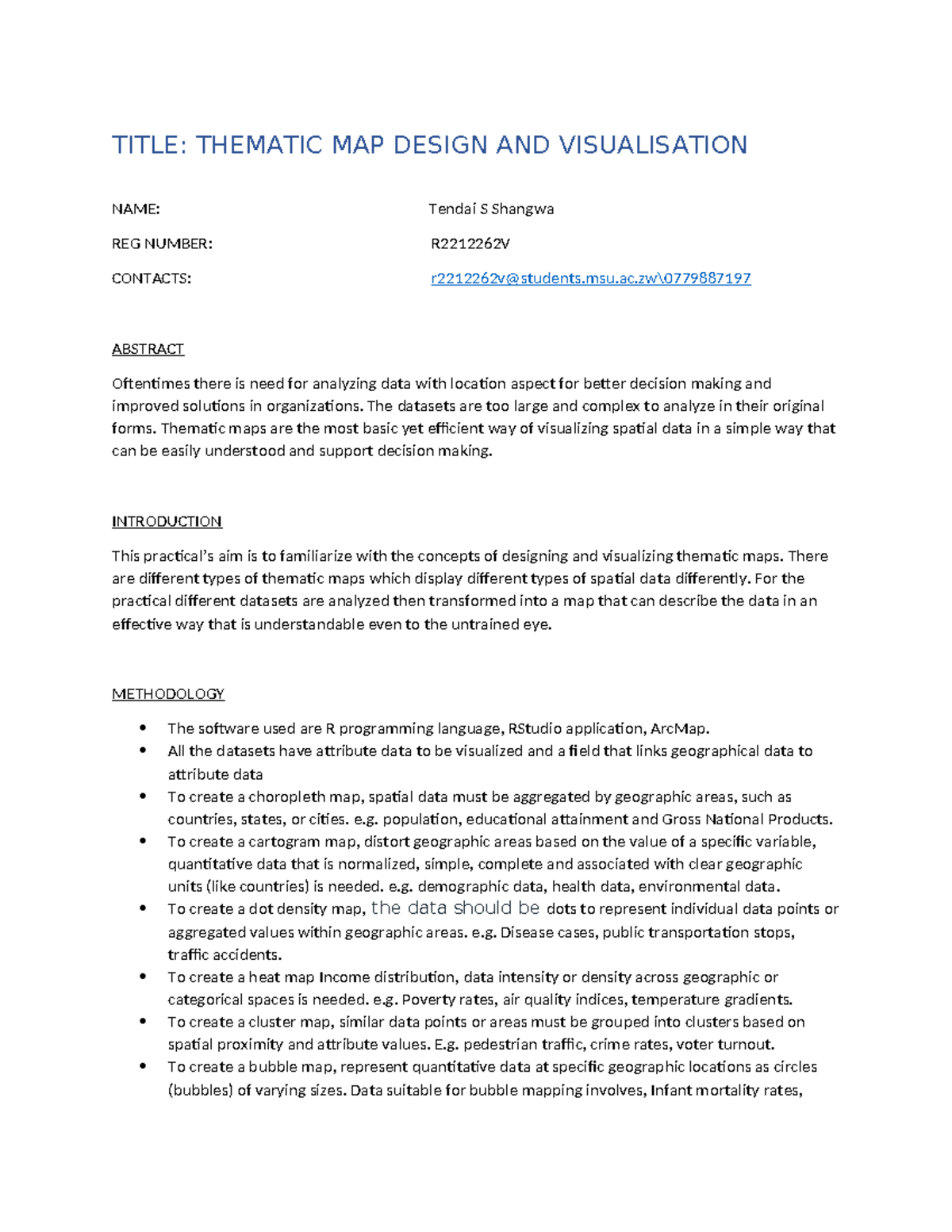 Thematic MAPS Report - TITLE: THEMATIC MAP DESIGN AND VISUALISATION ...