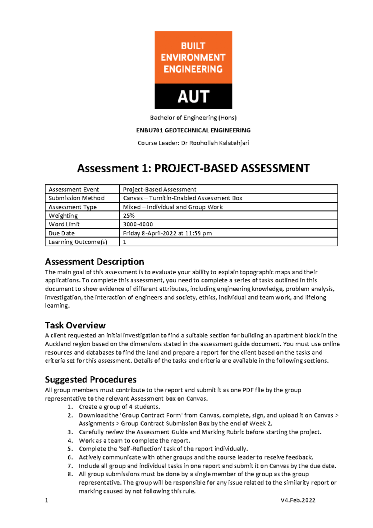 ENBU701 Assessment 1 Project-Based Assessment - Guide - Bachelor of ...