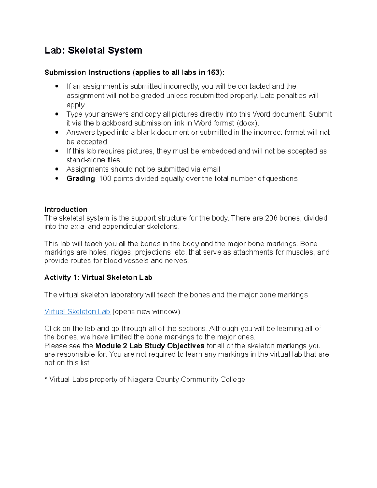 Lab Skel163 - homework - Lab: Skeletal System Submission Instructions ...