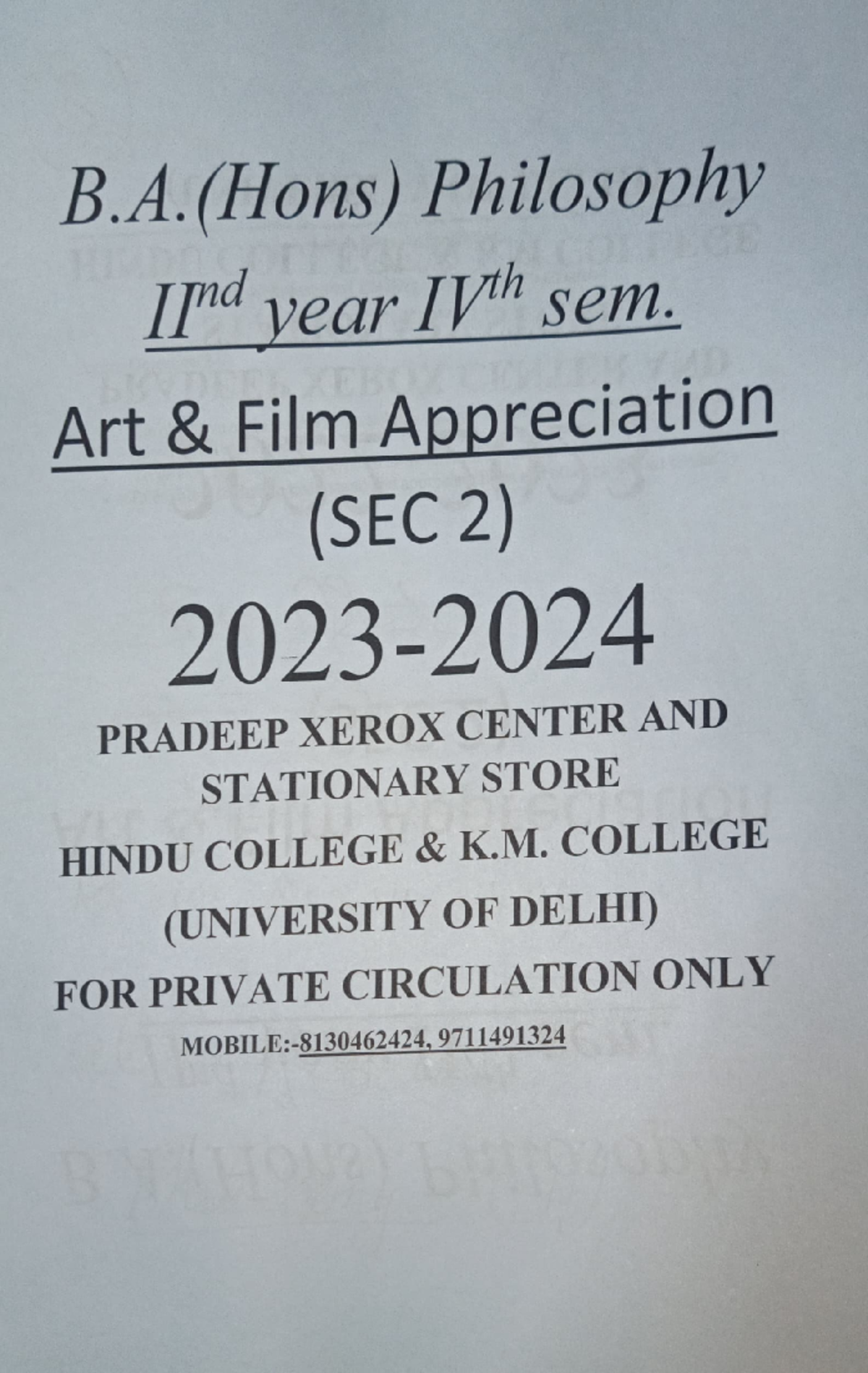 Sem 4 art & film appreciation - B.(Hons) Philosophy Im year IV ...