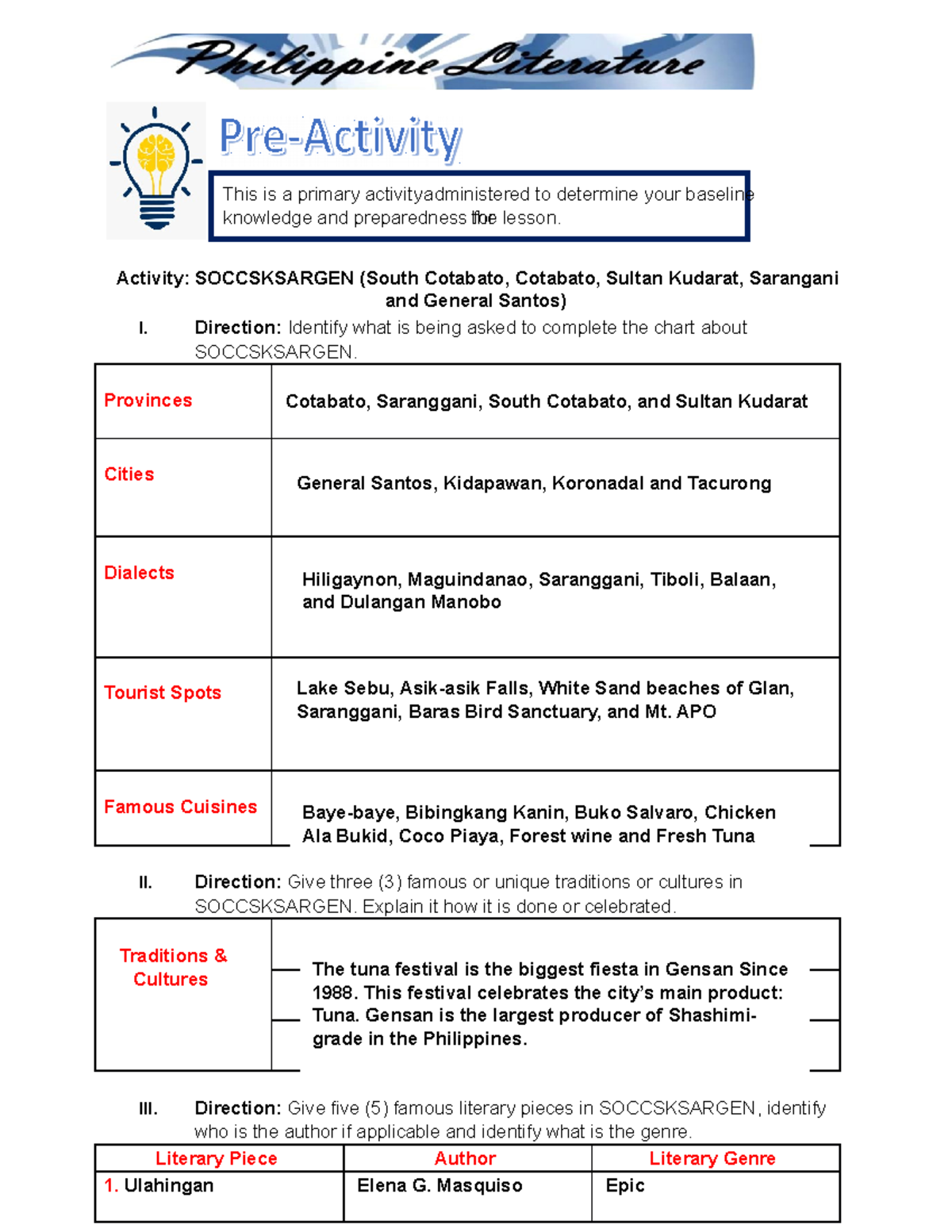 Chapter IX - Preactivity - Literature IN Soccsksargen%5b1%5d - Activity ...