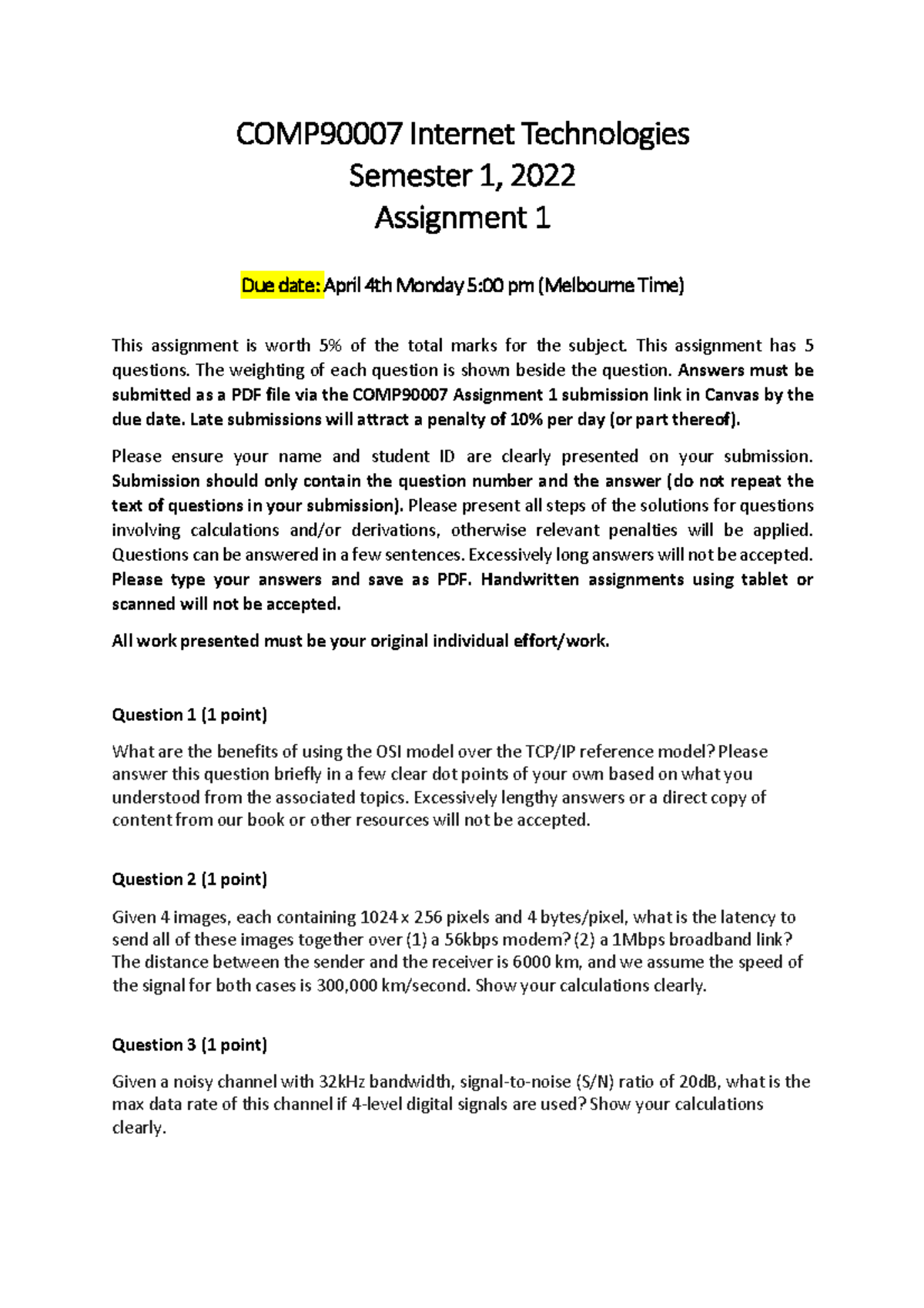 Assignment 1 comp90007 First Semester First Semester - Internet Technologies - Studocu