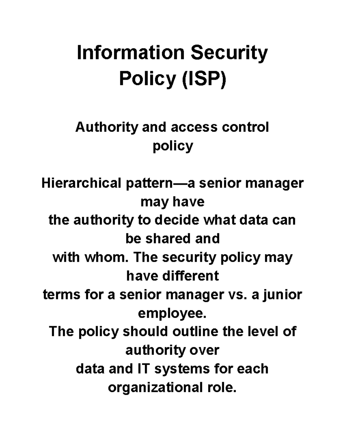 Information Security Policy (ISP) - Information Security Policy (ISP ...