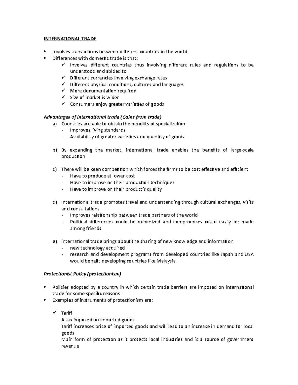 Topic 11 - International Trade - INTERNATIONAL TRADE Involves ...