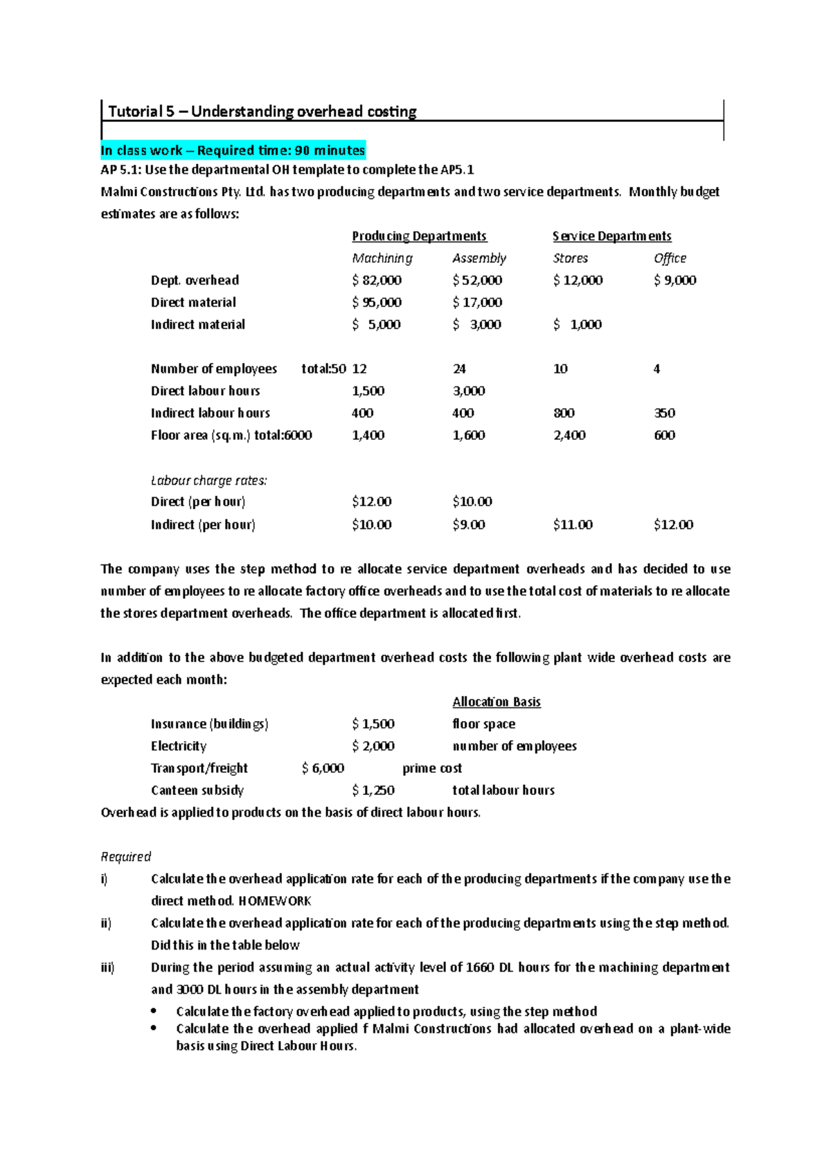 CMS Tutorial 5 In-class work - Tutorial 5 – Understanding overhead ...