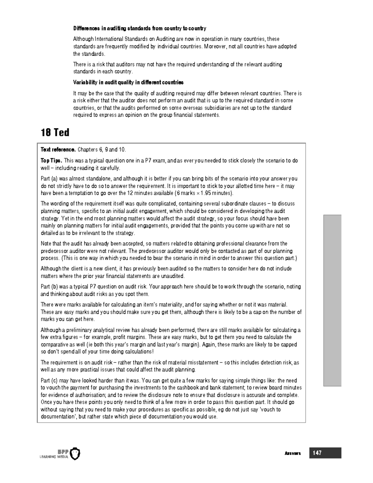 Ted - Auditing and assurance practice question - Answers 147 ...