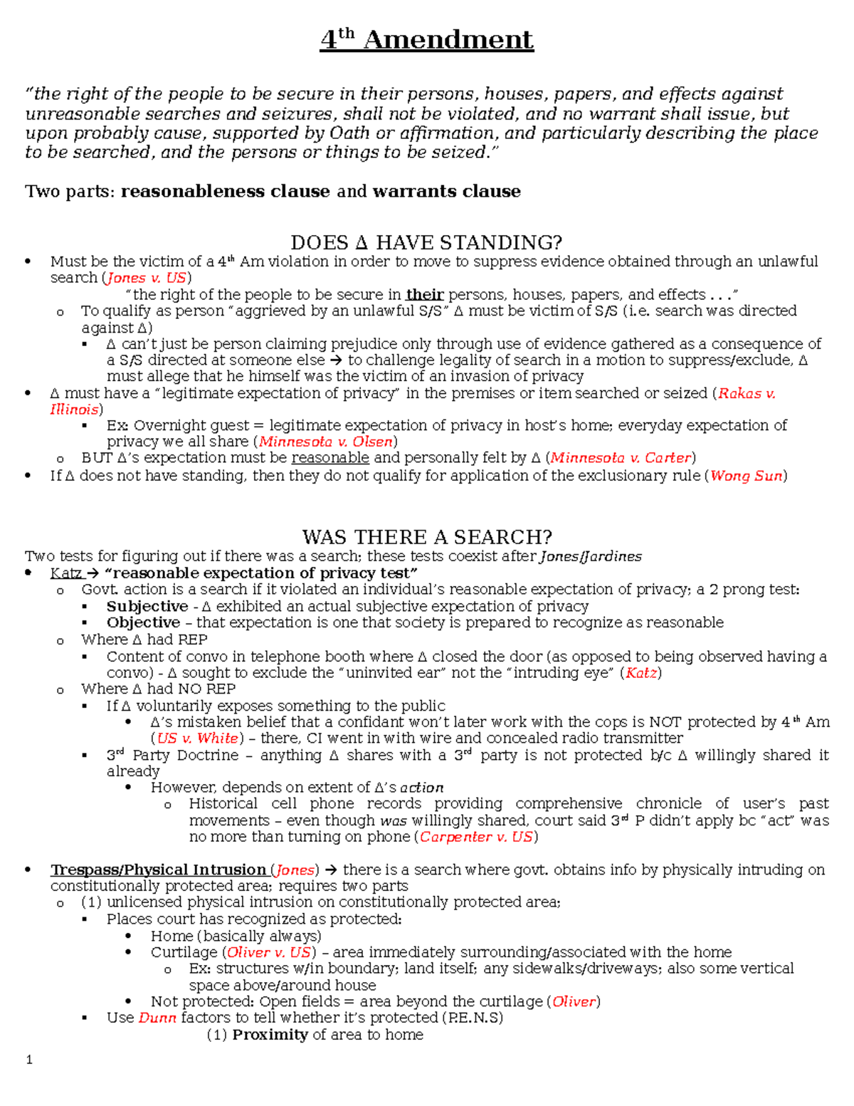 Attack Outline - 4 th Amendment “the right of the people to be secure ...