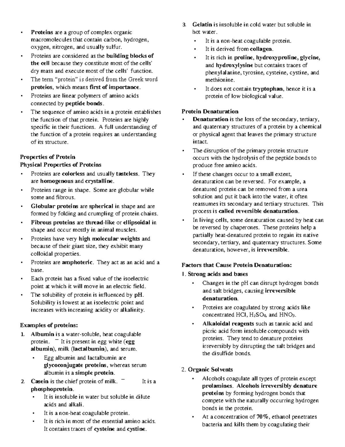 BIOCHEMISTRY NOTES - Medical Technology - Studocu