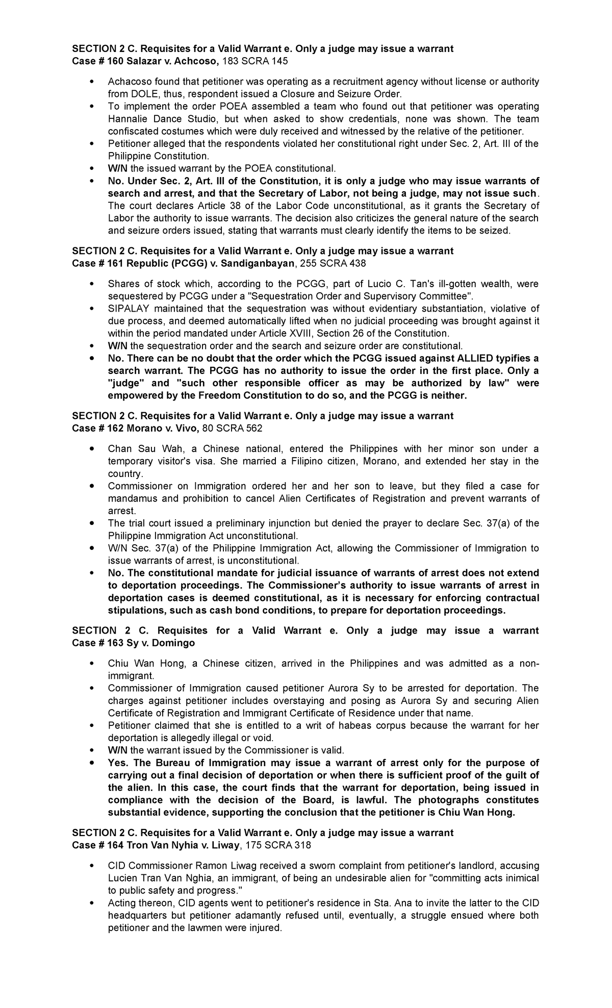 Assigned Cases 160 - 208 - SECTION 2 C. Requisites for a Valid Warrant ...