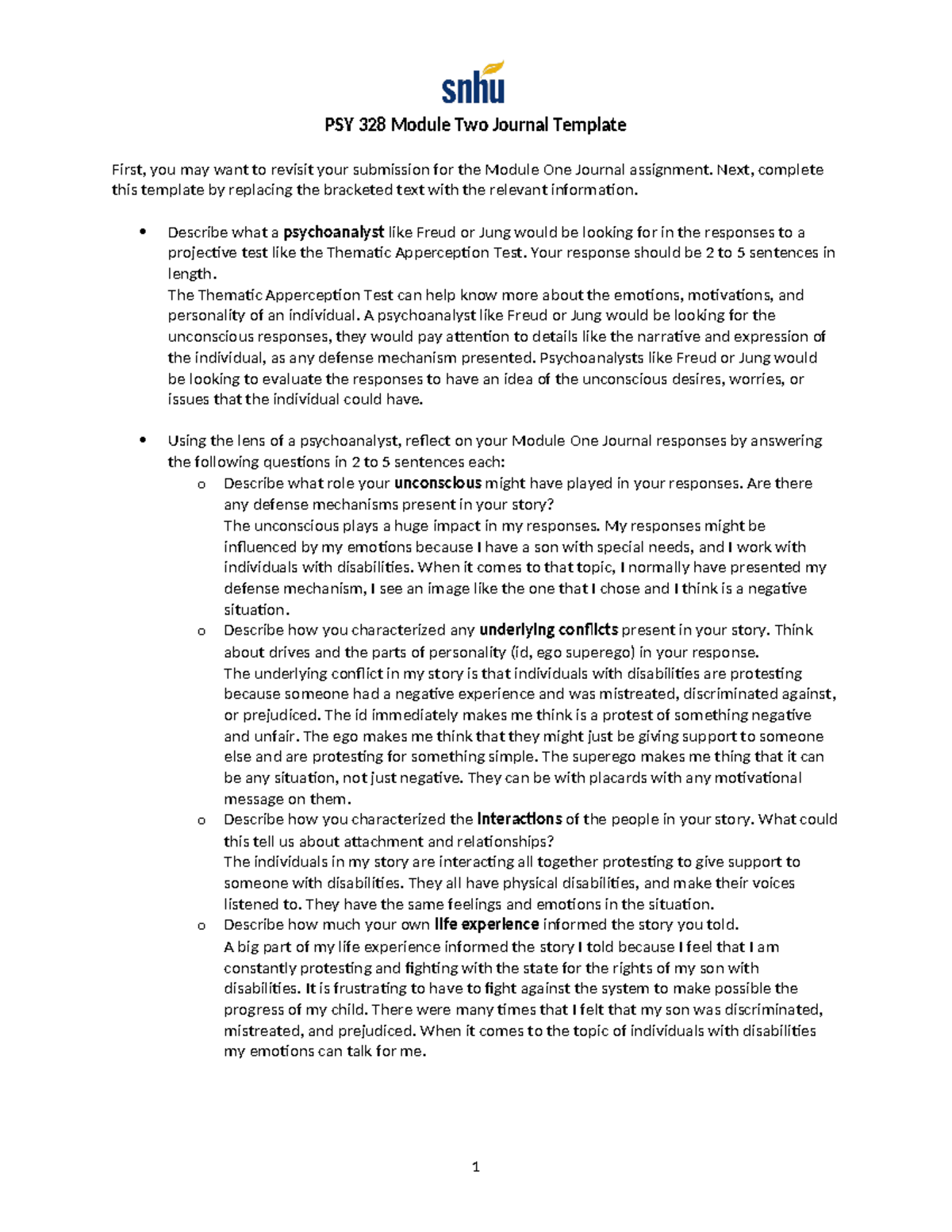 PSY 328 Module Two Journal Template - PSY 328 Module Two Journal ...