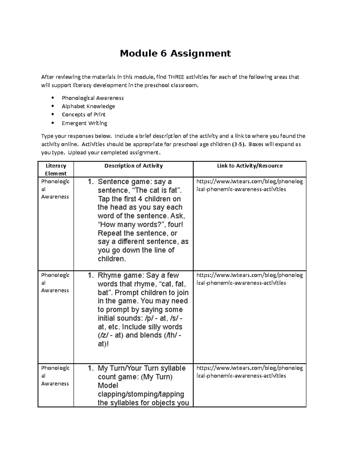 Writting activites mod 6 - Module 6 Assignment After reviewing the ...