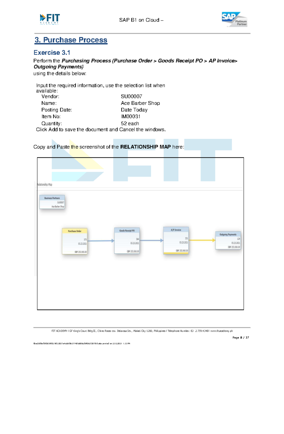 Exercise-3 - FIT ACADEMY l GF King’s Court Bldg II., Chino Roces cor ...