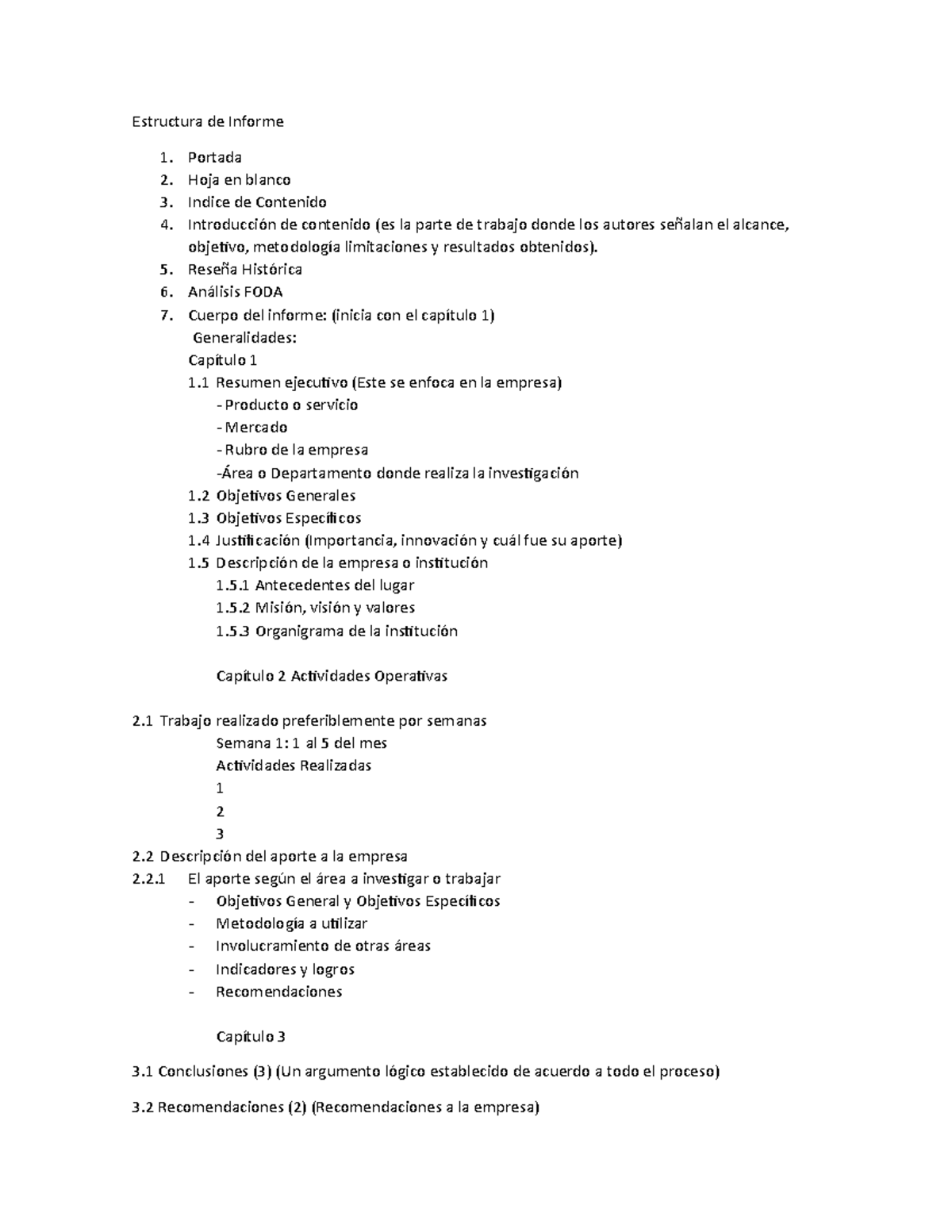 Estructura de Informe - Estructura de Informe Portada Hoja en blanco ...