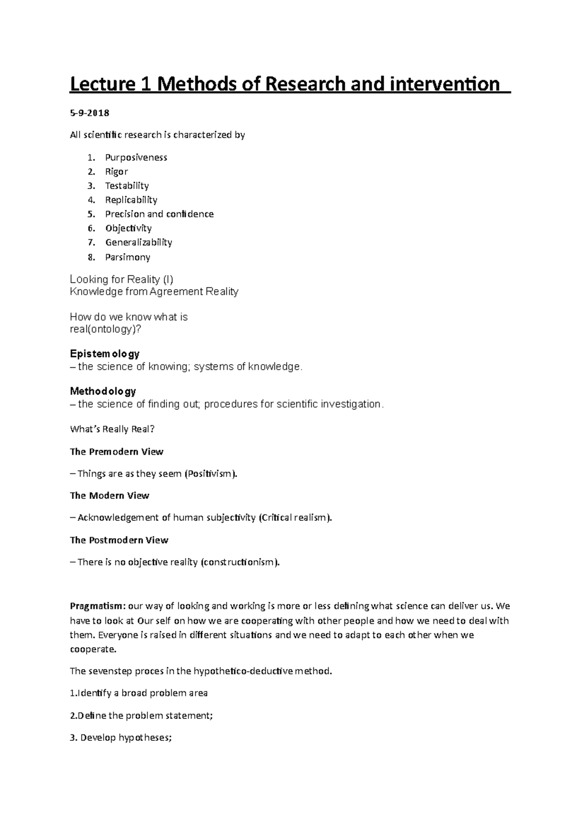 Lecture 1 Methods of Research and intervention - Lecture 1 Methods of Research and intervenion 5 ...