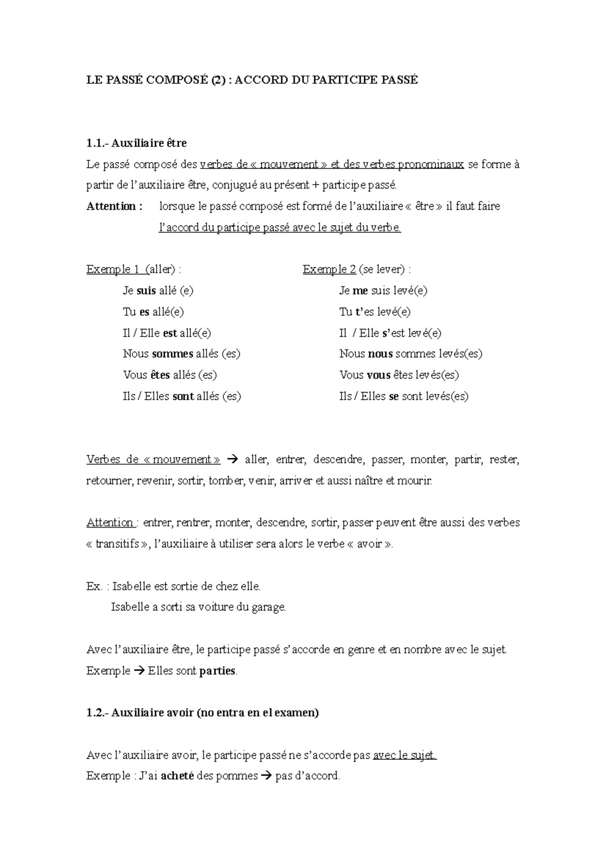 LE Passe® Compose® - Apuntes - Francés Para Turismo Iii - UA - Studocu