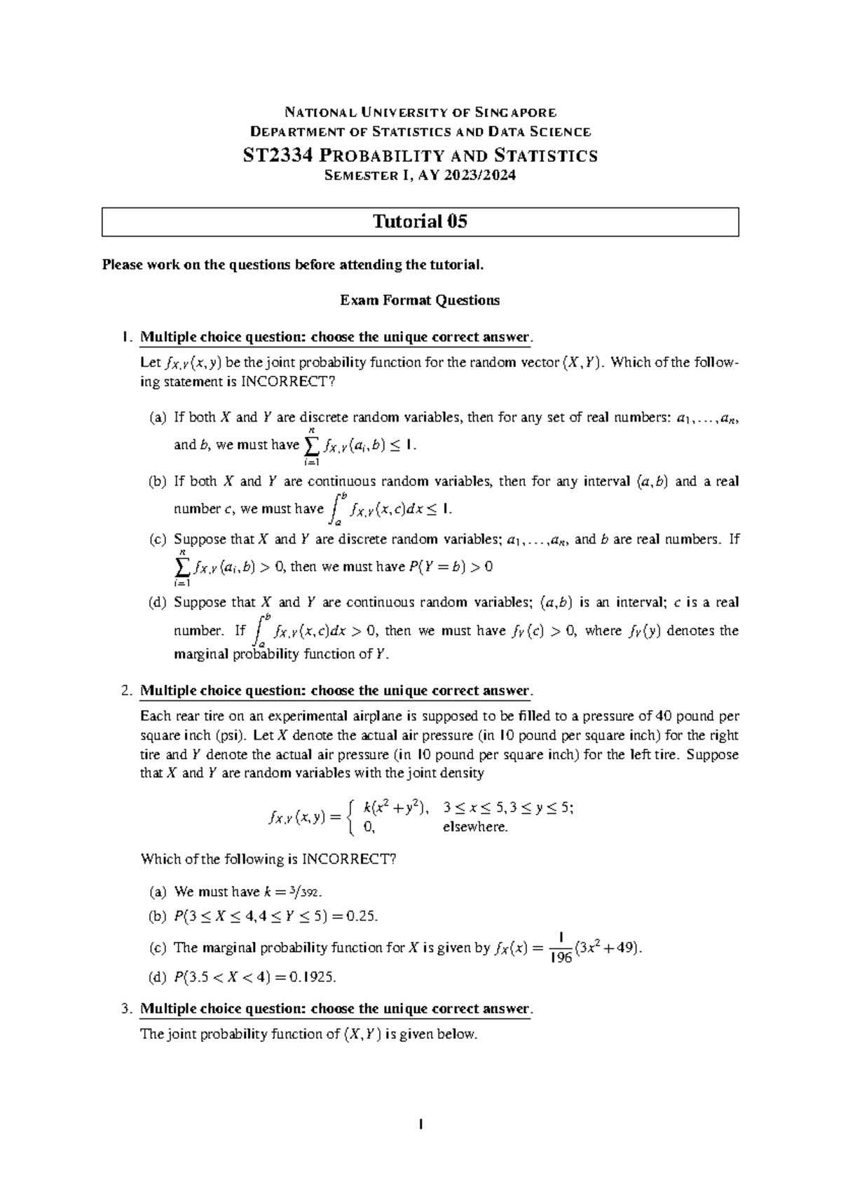 Tutorial 05 - wow - NATIONAL UNIVERSITY OF SINGAPORE DEPARTMENT OF ...