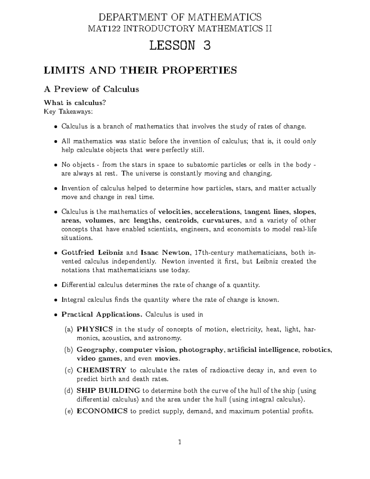 MAT122- Lesson 3 (2022-2023 Sem 2) - DEPARTMENT OF MATHEMATICS MAT122 ...