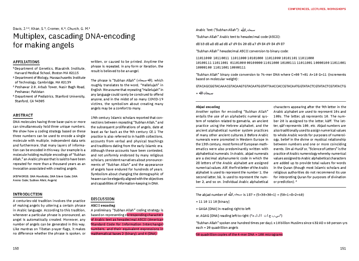 Davis - Multiplex, cascading DNA-encoding for making angels ...