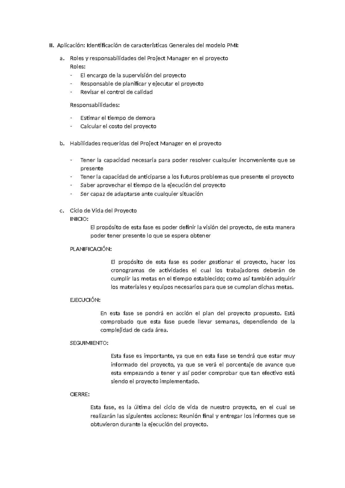 Aplicación- Identificación de características Generales del modelo PMI ...