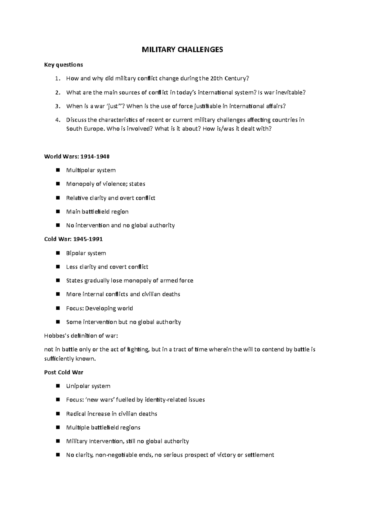 Military Challenges - POLITIC5069 - Studocu