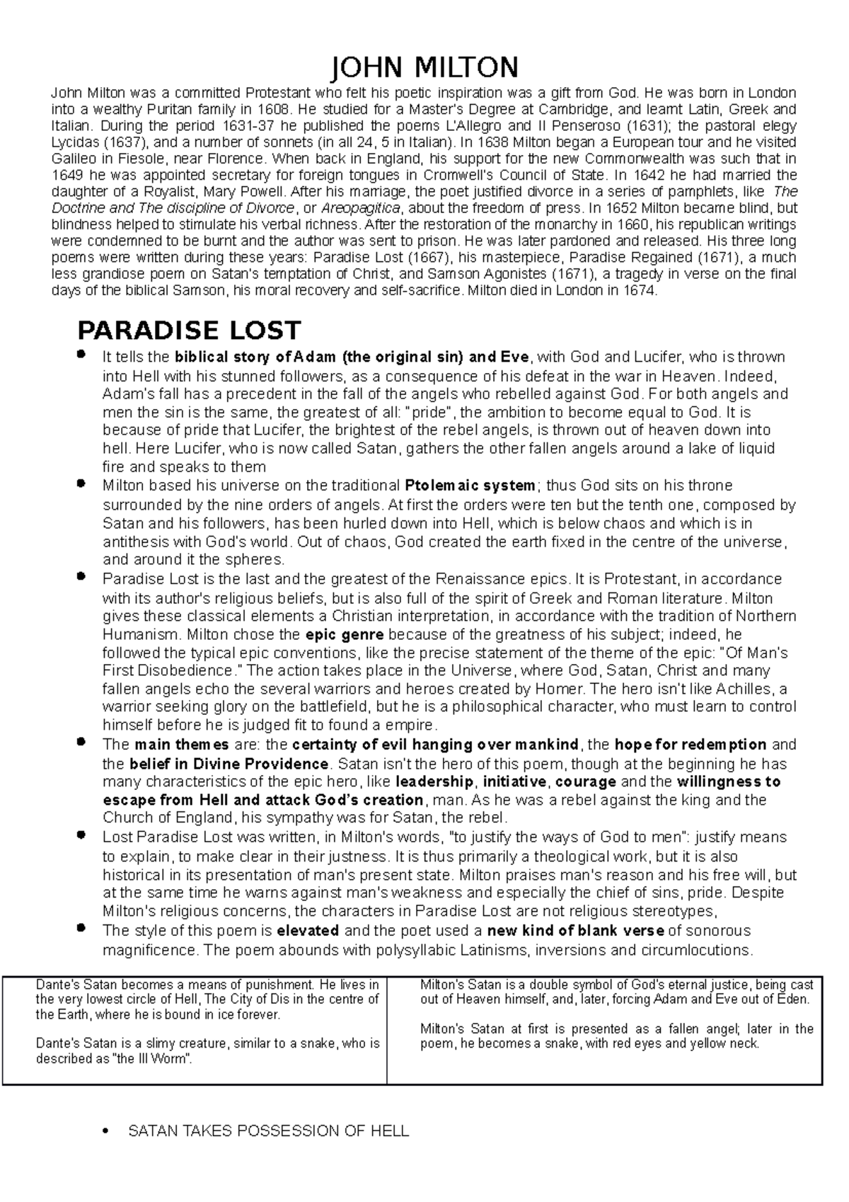 JOHN Milton - LECTURE NOTES - JOHN MILTON John Milton was a committed ...