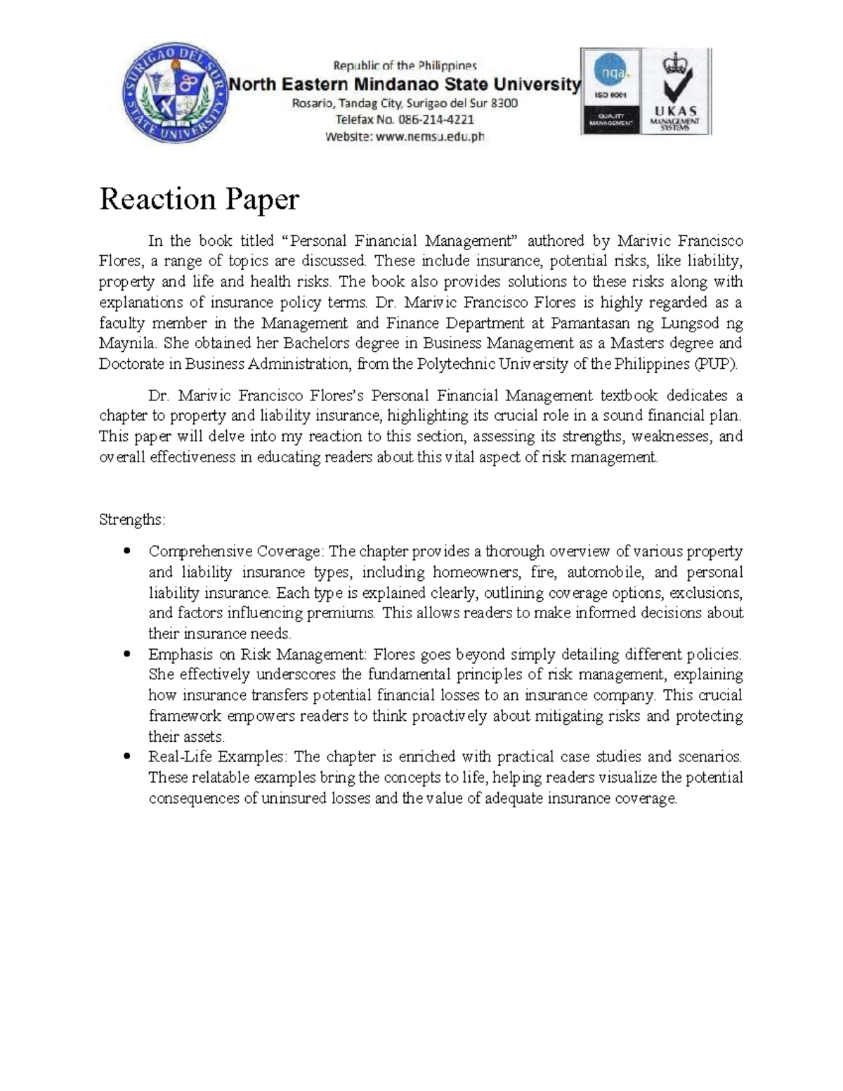 Gilmartaculin 1-FMA - it helps for reports in BSBA course - Reaction ...