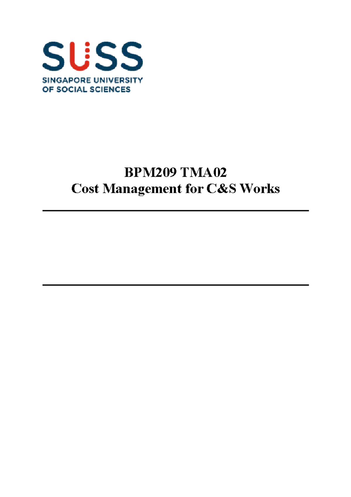 BPM209 TMA02 - TMA2 - BPM209 TMA Cost Management for C&S Works Q1a) s/n ...