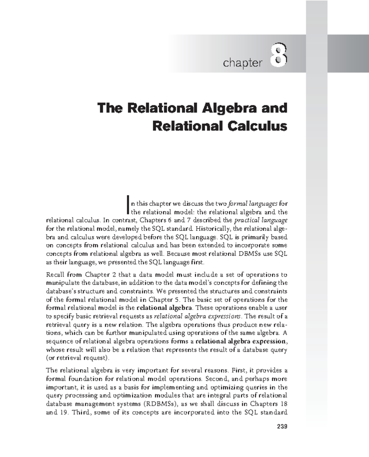 Chapter 08 The Relational Algebra and Relational Calculus - chapter 8 ...
