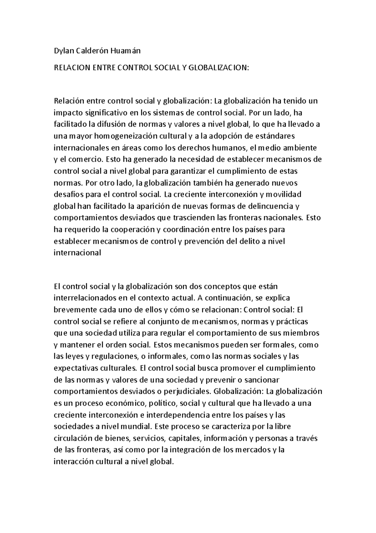Control social - ´preparacion - Dylan Calderón Huamán RELACION ENTRE ...