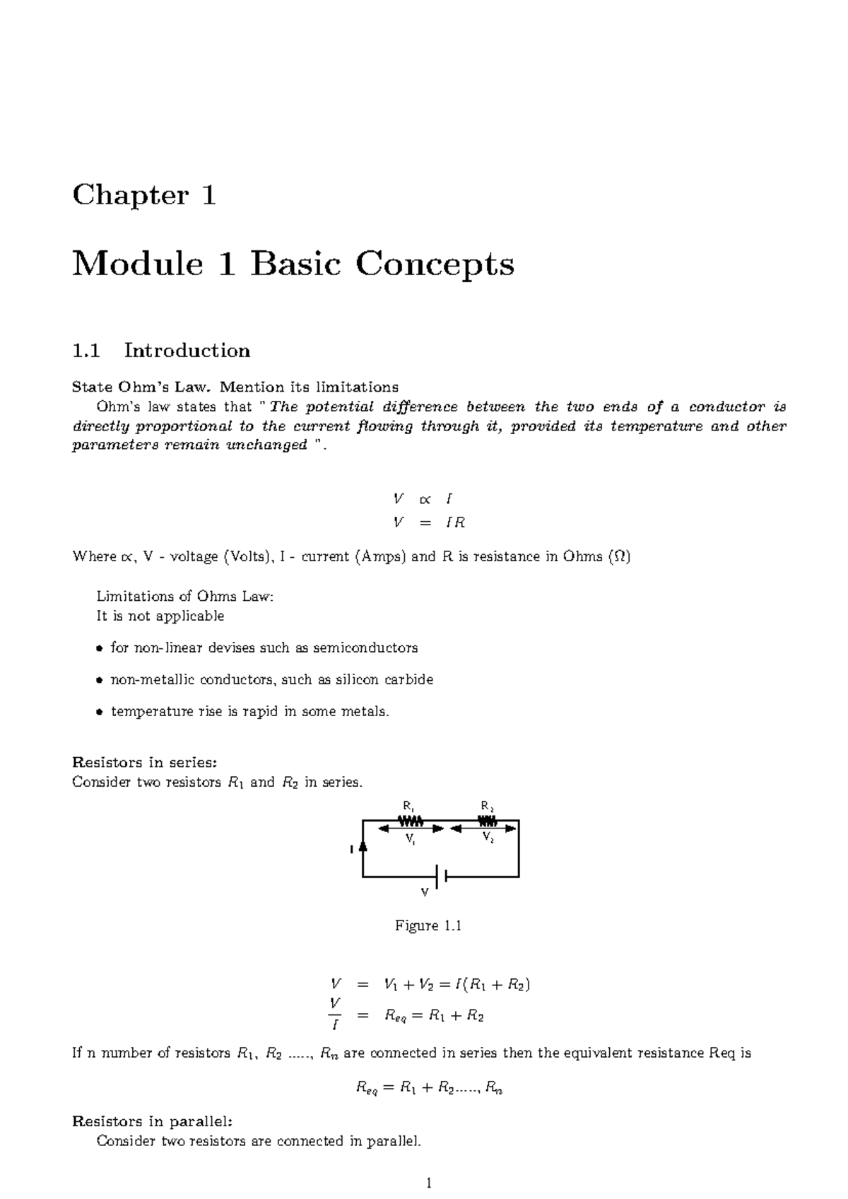 Mod1-dc-circuit 1 - hey - Chapter 1 Module 1 Basic Concepts 1 ...