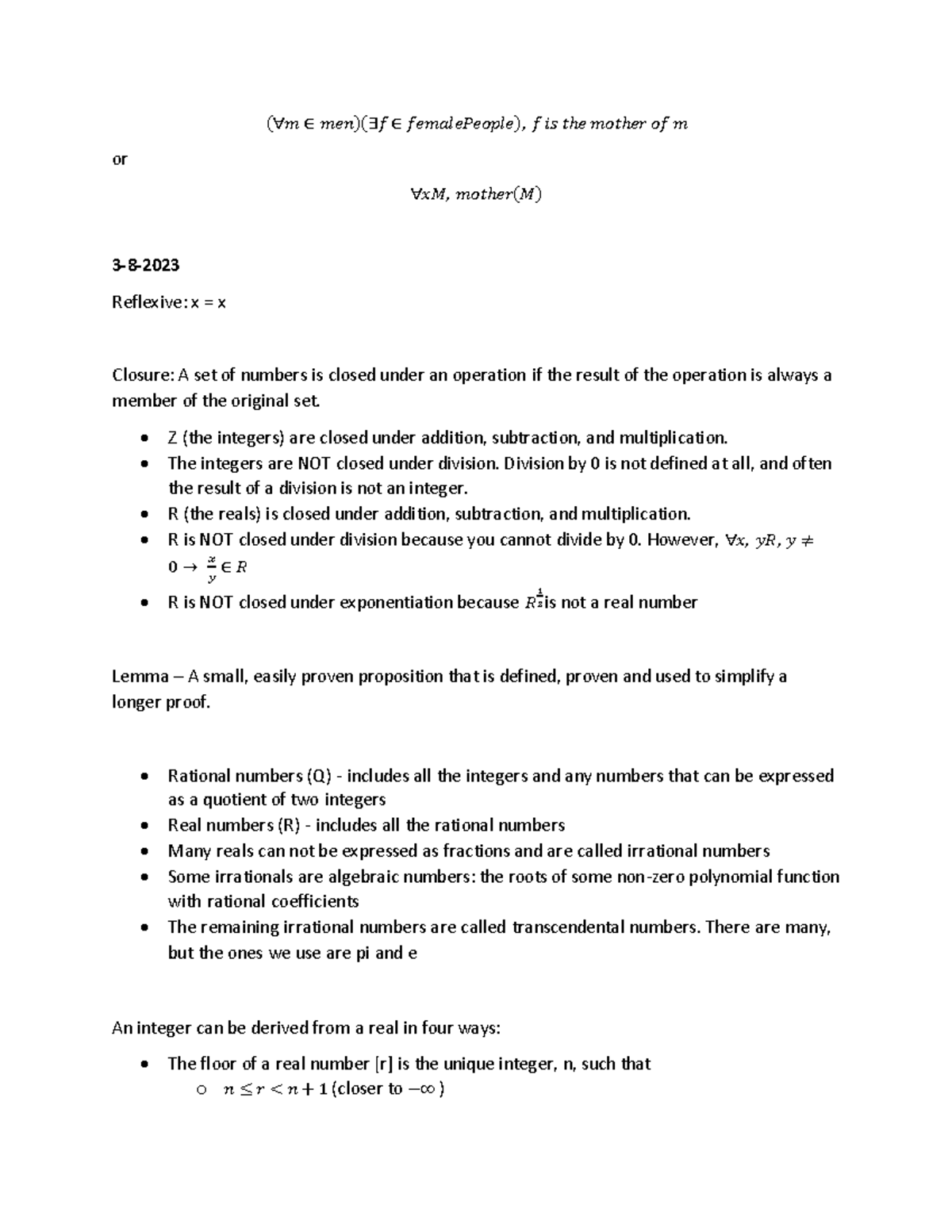 Discrete Math Notes โ๐ โ ๐๐๐โ๐ โ ๐๐๐๐๐๐๐๐๐๐๐๐ ๐ ๐๐ ๐กโ๐ ๐๐๐กโ๐๐ ๐๐ ๐ Or โ๐ฅ๐ ๐๐๐กโ๐๐๐ 3 8