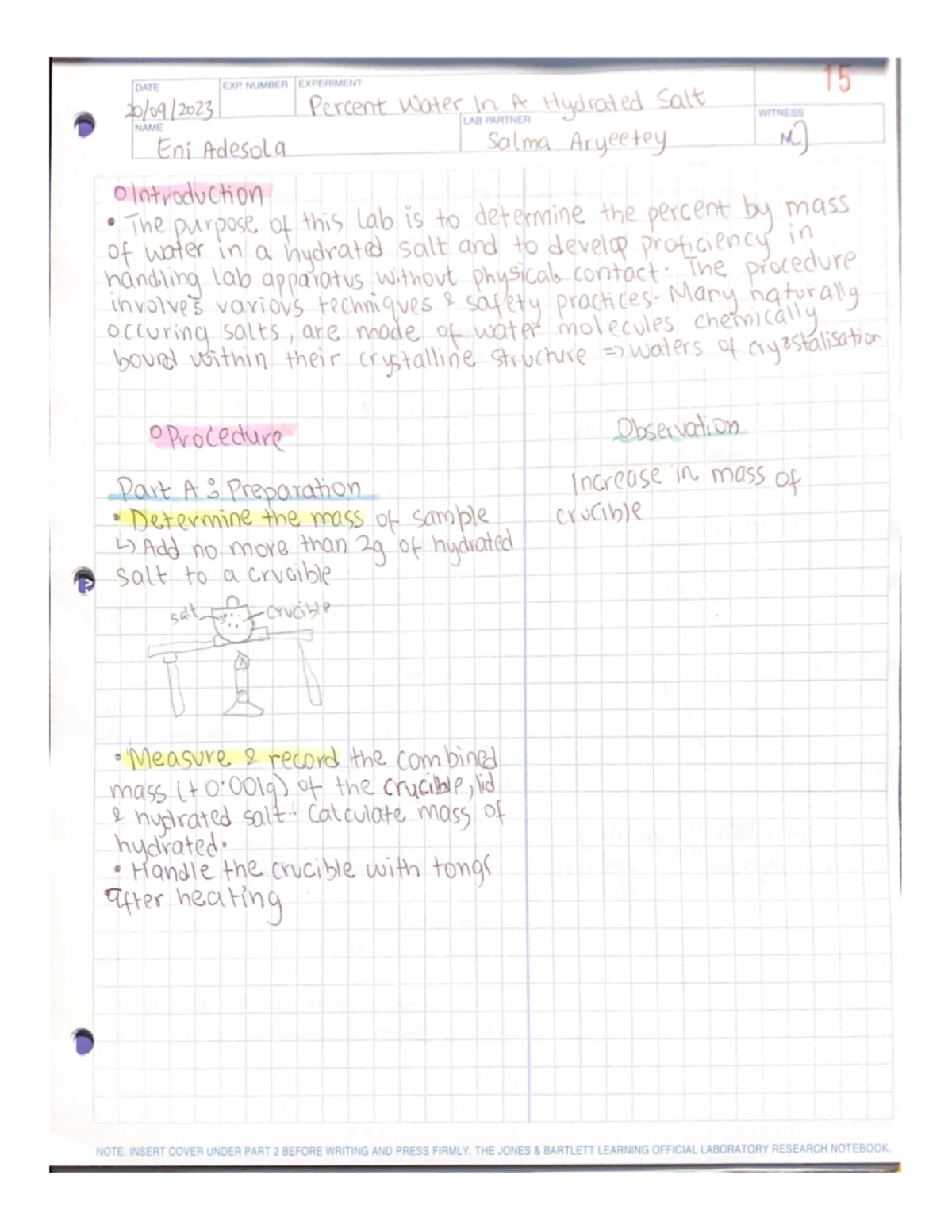 Water In A Hydrated Salt - CHEM 102 - Studocu