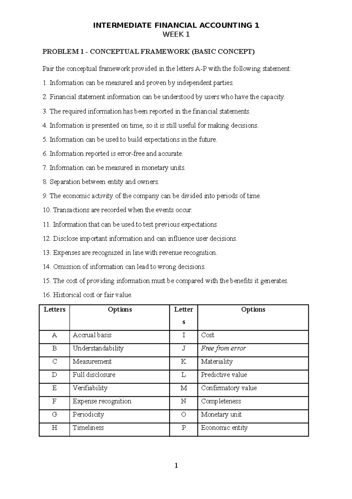 Intermediate accounting conceptual framework - Intermediate Financial ...