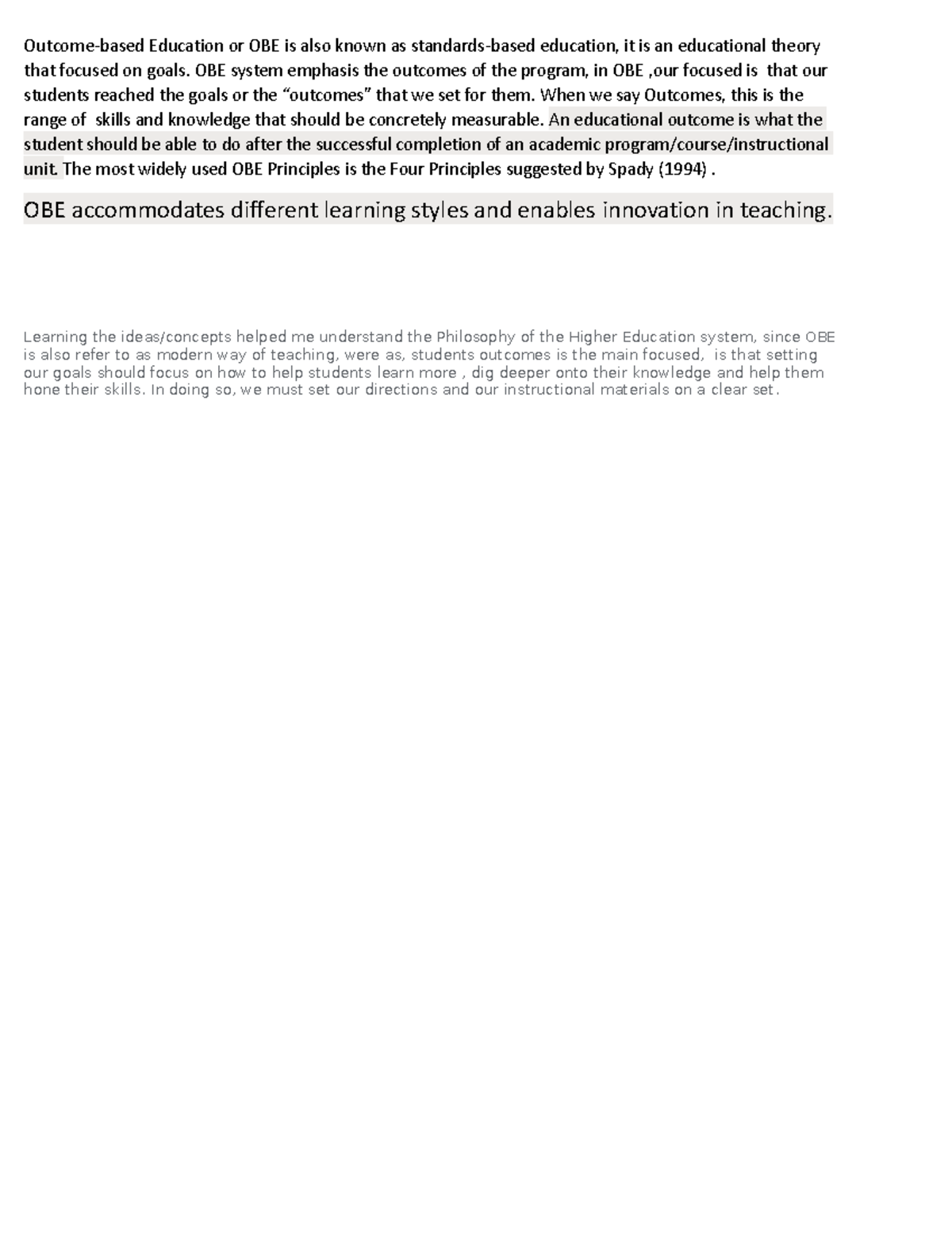 Outcome - Outcome-based Education or OBE is also known as standards ...