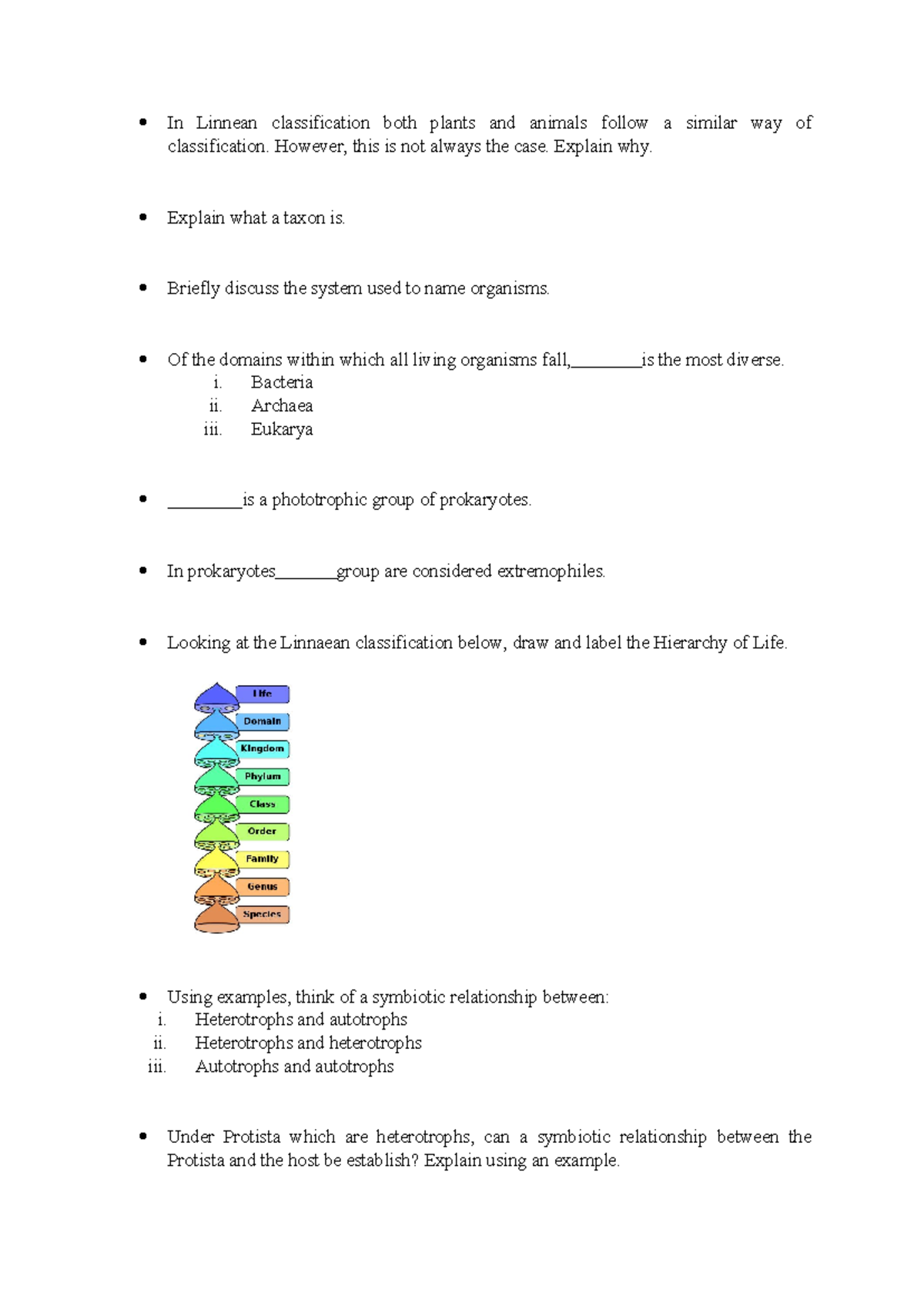 Lecture 1 2 Practice Questions - In Linnean classification both plants ...