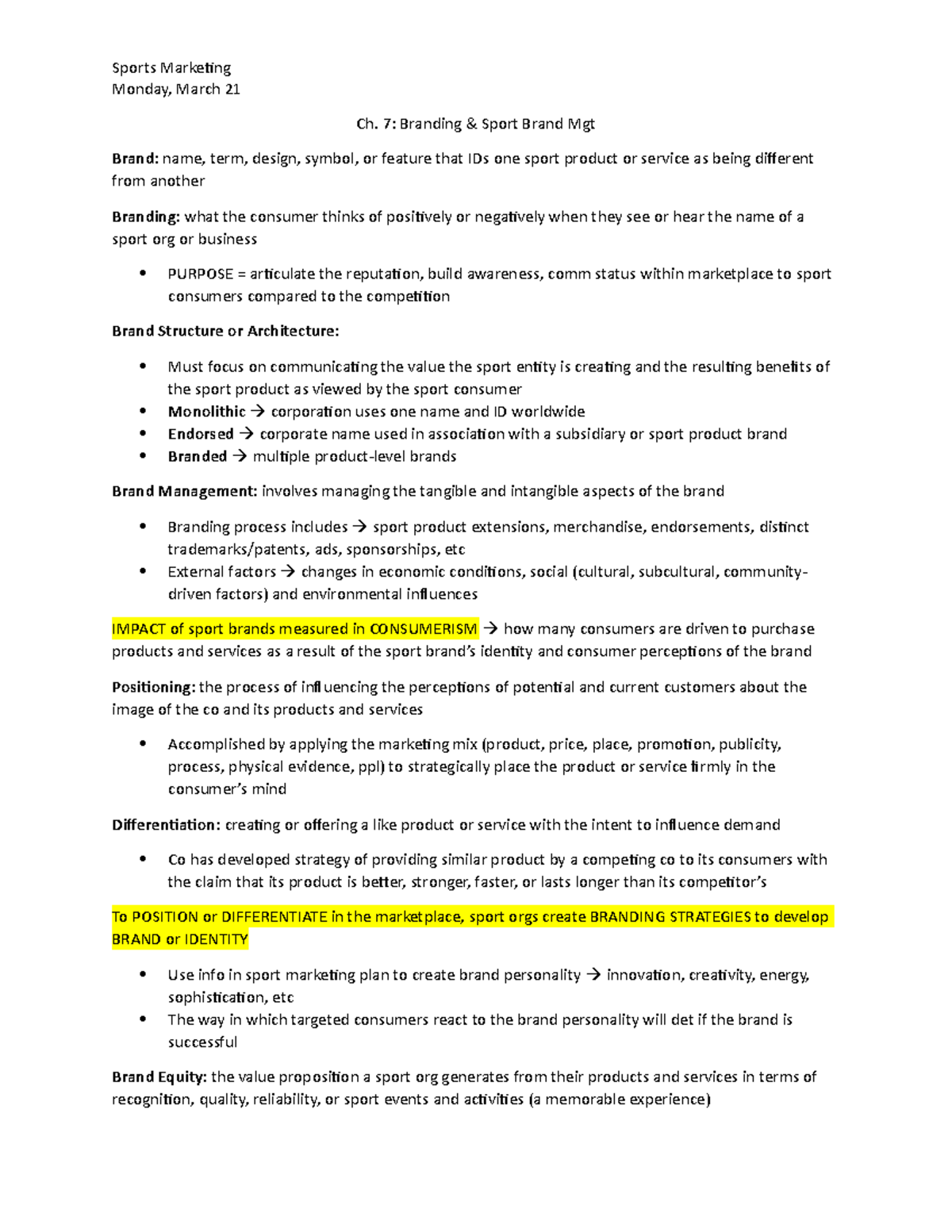 Ch. 7 Notes - Sports Marketing with Joseph - Sports Marketing Monday ...