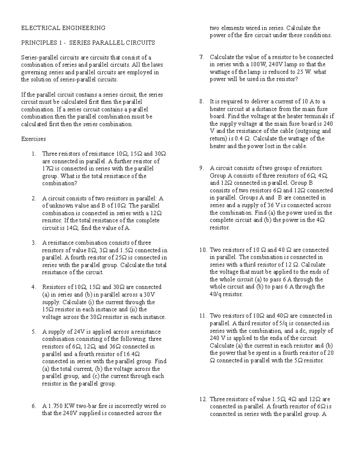 Series-Parallel Circuits - ELECTRICAL ENGINEERING PRINCIPLES 1 - SERIES ...