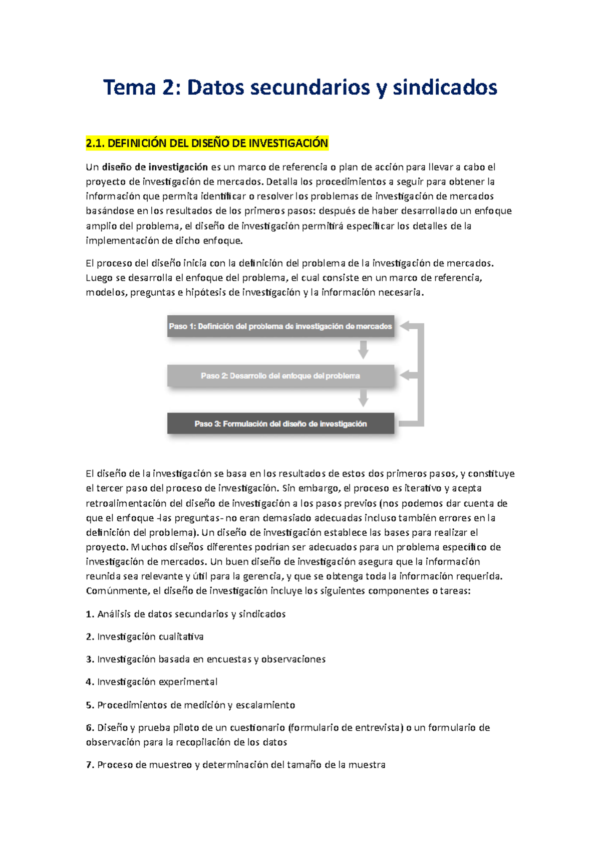 Tema 2: Datos secundarios y sindicados - DEFINICIÓN DEL DISEÑO DE ...