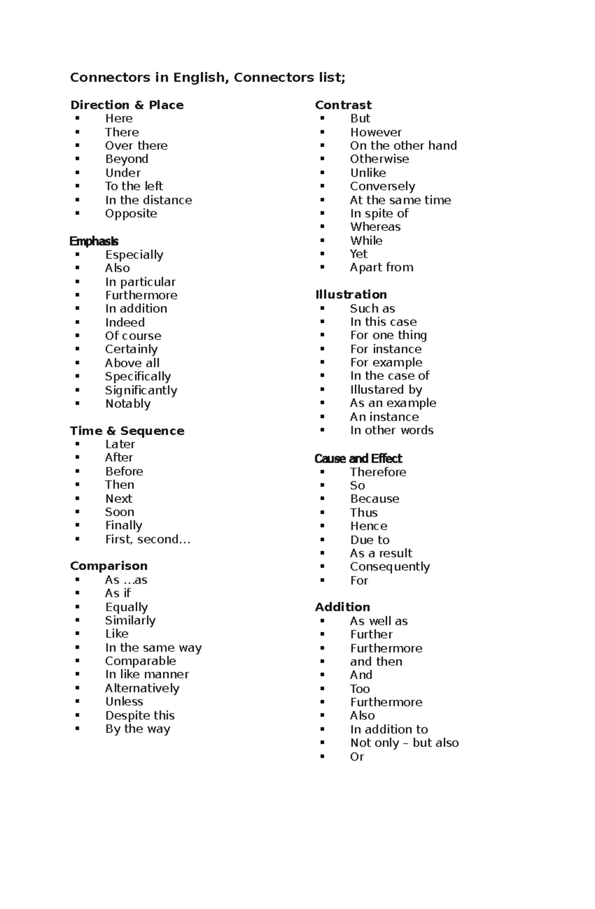 Connectors in English - .. Comparison As .. As if Equally Similarly ...